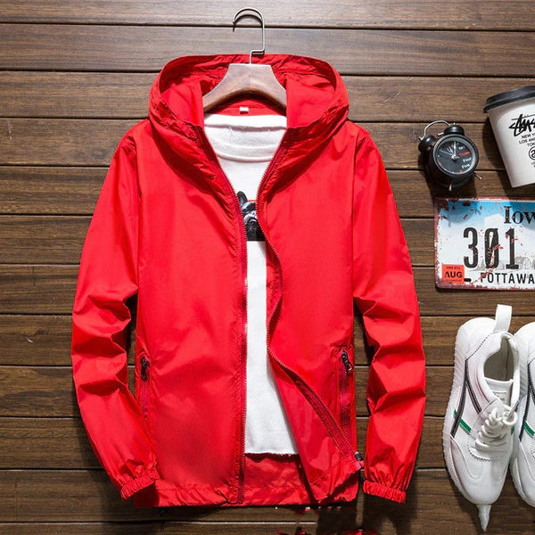 Men's Lightweight Waterproof Windbreaker Jacket with Hood